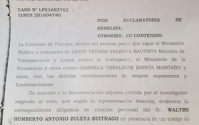 Caso Zapata: Fiscalía pide declaratoria de rebeldía para el abogado ...